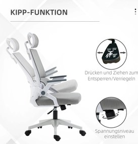 Ergonomická kancelářská židle Vinsetto s nastavitelnou opěrkou hlavy a područkami, výškově nastavitelnou otočnou židlí s funkcí houpání a síťovanou b…