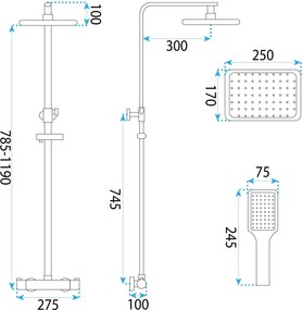 Rea Tom, termostatická baterie se sprchovou sadou, zlatá lesklá, REA-P7102