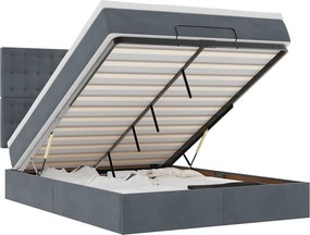 Osmanský rám postele s matracemi tmavě šedá 140x190cm samet 3313614