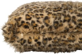 Polštář s leopardím vzorem rezavě hnědá a béžová – 45*45*14 cm