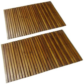 Koupelnová předložka 2 ks 80 x 50 cm akáciové dřevo 271768