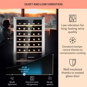 Klarstein Vinamour 32 Uno, vinotéka, 95 l/36 lahví, 1 zóna, 4-18 °C, dotykové ovládání