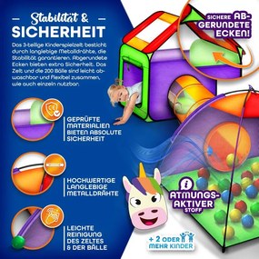 KIDUKU® hrací stan + 200 míčků + tunel + taška dětský stan ball pit dětský stan