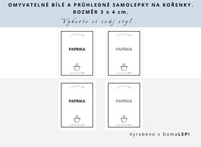 PAPRIKA - Samolepka na kořenky 3 x 4 cm - DomaLEP varianta: BÍLÁ - tučné písmo