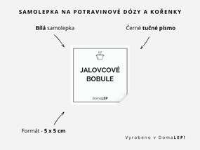 JALOVCOVÉ BOBULE - omyvatelná samolepka na kořenky, výběr rozměrů Ø 5 cm / 5 x 5 cm / 6 x 8 cm | DomaLEP tvar: ČTVEREC, barva: BÍLÁ - ČERNÉ písmo, velikost: š. 5 cm x v. 5 cm - tučné písmo