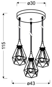 Lustr na lanku GRAF 3xE27/60W/230V