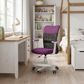 Dětská židle Neoseat MONKEY WHITE s podnoží — látka, bílá / fialová