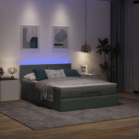 Osmanská postel s matrací &amp; LED diody Tmavě šedá 140x190 cm 3312223