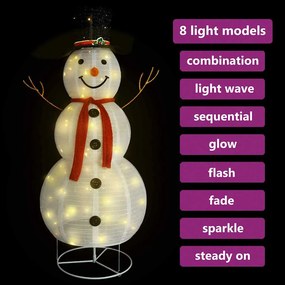 Dekorativní vánoční sněhulák s LED luxusní tkanina 180 cm 329762