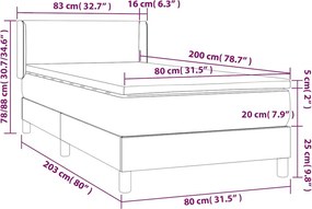 Box spring postel s matrací tmavě šedá 80 x 200 cm textil 3130066