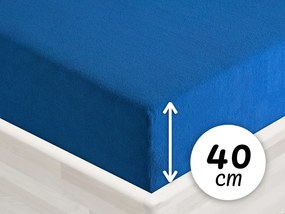 Froté napínací prostěradlo na extra vysokou matraci FR-016 Modré 90 x 200 - výška 40 cm