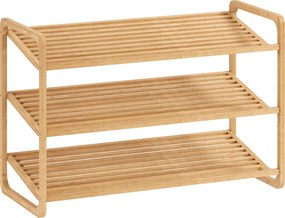 HOMCOM 3-patrový botník z bambusu pro 12 párů bot - Organizér do vstupní haly 76x33x50,8 cm Přírodní