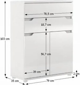 Luxusní komoda ADONIS AS 01, bílá vysoký lesk