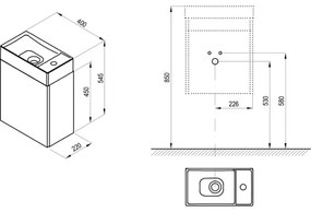 Ravak X000001386 - Koupelnová skříňka pod umyvadlo VEDA 54,5x40 cm bílá