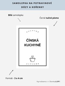 Samolepka na kořenky ČÍNSKÁ KUCHYNĚ bílá 3 × 4 cm tučné písmo