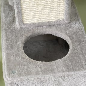 PawHut Kočičí škrabadlo Vysoké 206 cm - Strom pro kočky s plošinami, norami, visícími míčky a houpacími sítěmi, Světle šedá