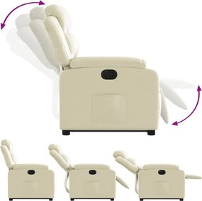 Elektrické zvedací polohovací křeslo krémové umělá kůže 3205057