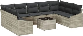 Set pohovek 10 ks Světle šedá polyratan 3346892