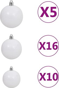 vidaXL Umělý vánoční stromek s LED osvětlením L 240 cm bílý [3077663] Barva: Zeleno-šedý