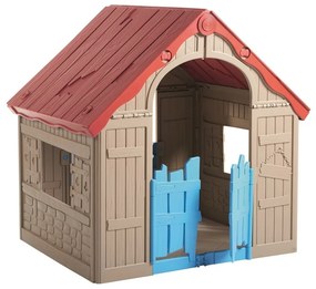 Dětská domek KETER FOLDABLE PLAY House béžová/červená/modrá