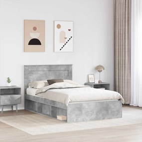 Rám postele s čelo Beton 120 x 200 cm Masivní borové dřevo 3409786
