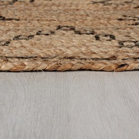 Flair Rugs, Kusový koberec Printed Jute Rowen Natural/Black, 200x290, béžová, chodba / předsíň