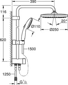 Grohe Vitalio Start - Sprchový set bez baterie průměr 25 cm | 2 proudy