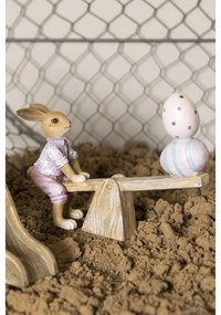 Velikonoční dekorace králíčka s vajíčky na houpačce – 16x3x12 cm