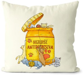 Polštář Antidepresiva – kočky (Velikost: 55 x 55 cm)