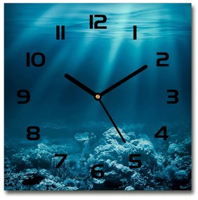 Wallmuralia Skleněné hodiny čtverec Podvodní svět 30x30 cm