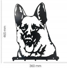 Alplast Kovový nástěnný věšák pes 46,5x36cm černý