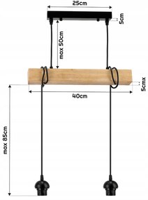 BERGE Závěsné stropní svítidlo LED dřevěný trám 2xE27 Dense Ball Lustr Luca