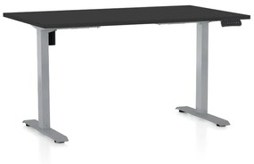 Výškově nastavitelný stůl OfficeTech B, 140 x 80 cm, šedá podnož, černá