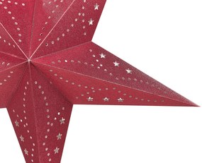 Sada 2 závěsných třpytivých hvězd s LED 60 cm červené MOTTI Beliani