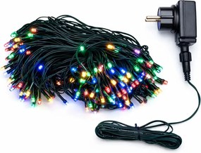 LED světelný řetěz, venkovní, 20 m, barevný, 100 diod, černý kabel, IP44, vč. zdroje