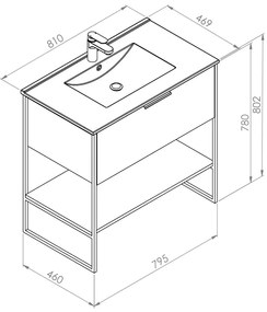 BPS-koupelny Koupelnová skříňka pod deskové umyvadlo Kubus W 80-HD