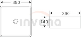 Invena Reja, keramické umyvadlo na desku 390x390x140 mm, zlatá lesklá, INV-CE-39-009-C