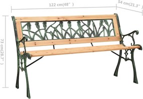 Zahradní lavice 122 cm litina a masivní jedlové dřevo 312031