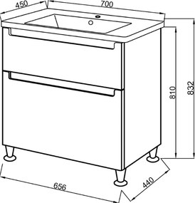 Lavedo Eliba I 70 koupelnová skříňka s umyvadlem