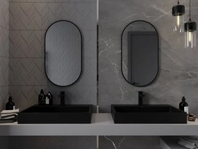 Mexen Loft oválné koupelnové zrcadlo 80 x 45 cm, černý rám - 9851-080-045-000-70