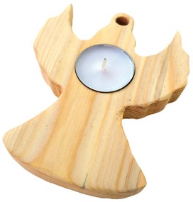 Svícen na 1 čajovou svíčku Dřevo: Borovice, Tvar: Anděl