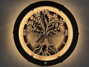 Li-Go "Strom života" světelné hodiny s powerbankou a pohybovým čidlem/dub velikost svítidla/hodin: 50 cm