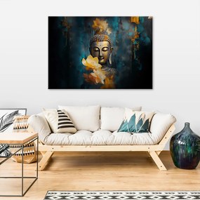 Gario Obraz na plátně Budha a zlaté květiny Rozměry: 60 x 40 cm