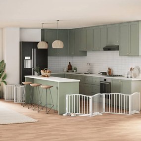 Zábrana pro psy s dvířky skládací 10 panelů bílá 800 cm topol 3155619