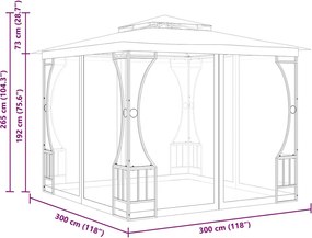 vidaXL Marketos Altán se síťovinou 300 x 300 x 265 cm antracitový