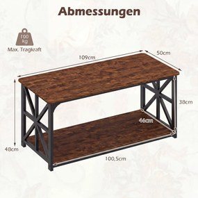 Costway Průmyslový farmářský konferenční stolek s otevřeným úložným prostorem 2