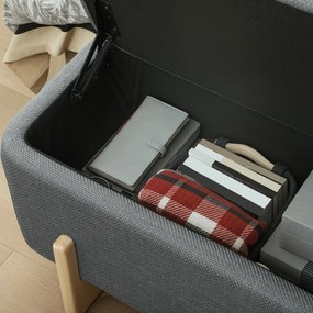 HOMCOM Stolička s úložným prostorem, sedací lavice s pěnovým polstrováním, imitace lnu, 111 x 44,5 cm, tmavě šedá
