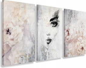 Moderní obraz do obývacího pokoje na zeď Triptych na plátně Žena 60x120