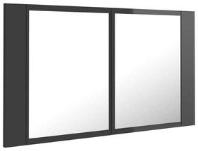 Petromila LED koupelnová skříňka se zrcadlem lesklá šedá 80x12x45cm akryl