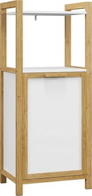 HOMCOM Bamboo Freestanding Laundry Hamper Cabinet - Koupelnová skříňka s proutěným košem - 2 police - 40L x 30Š x 86,5V cm | Aosom